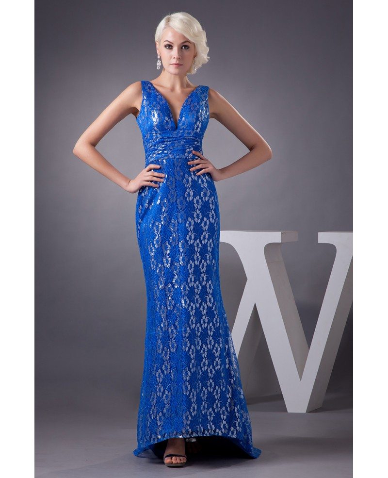 Mermaid V Neck Sweep Train Lace Evening Dress Op4960 161 7