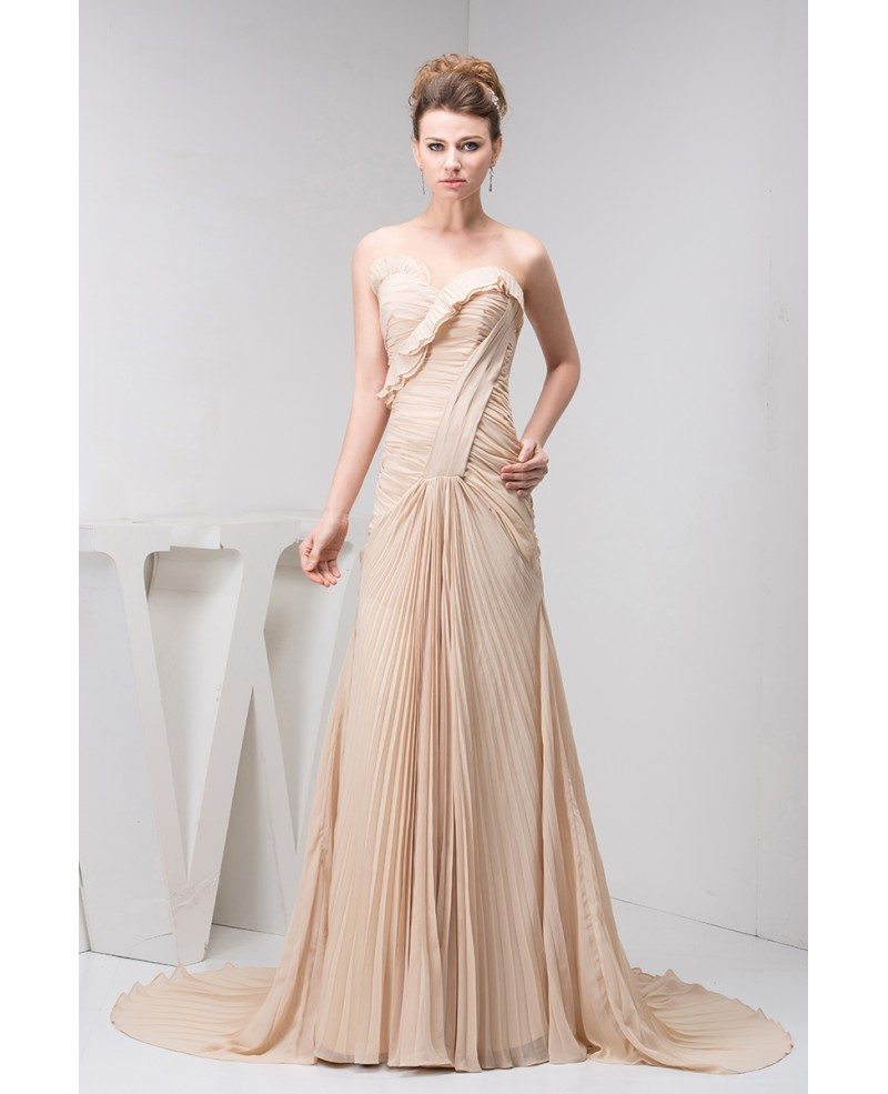 A-line Sweetheart Sweep Train Chiffon Evening Dress #OP41064 $164.3 ...