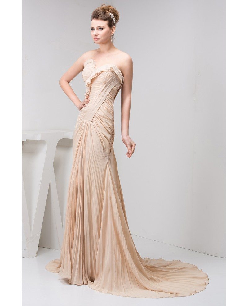 A-line Sweetheart Sweep Train Chiffon Evening Dress #OP41064 $164.3 ...