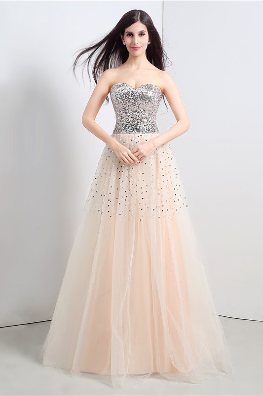A-line Sweetheart Floor-length Prom Dress with Beading #C16113 $109 ...