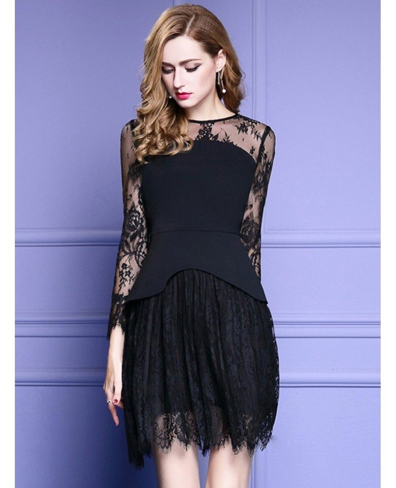 Chic Long Lace Sleeve Short Party Dress For Formal Weddings Party # ...