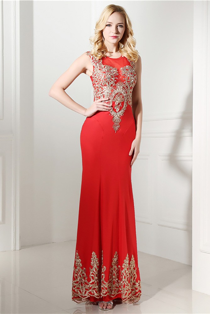 2018 Bodycon Red Formal Dress Long With Applique Lace #H76107 ...