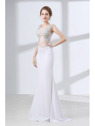 White Prom Dresses, Short, Long All White Prom Dresses 2019 (2) - GemGrace