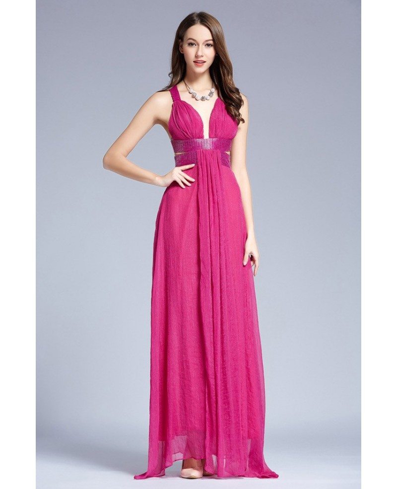 Sexy Deep V-neck Tulle Long Open Back Evening Dress #KC134 $58.6 ...