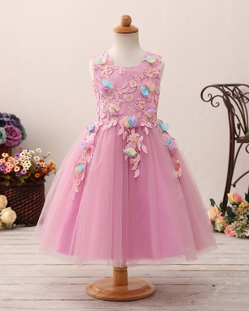 Beautiful Lilac Floral Flower Girl Dress with Applique Lace #HT19 ...