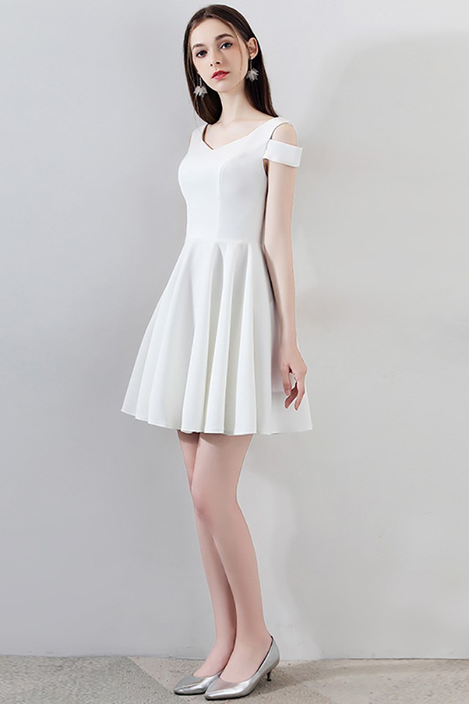 Simple Little White Short Homecoming Dress Aline #MXL86038 - GemGrace.com