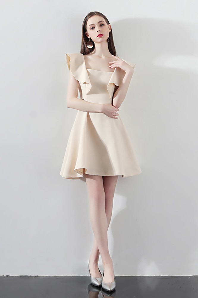 Champagne Aline Short Party Dress Homecoming with Flounce #HTX86043 ...