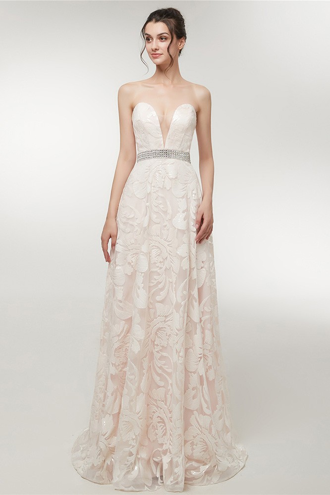 Special Lace White Formal Dress Strapless With Beading Waist #D014 ...