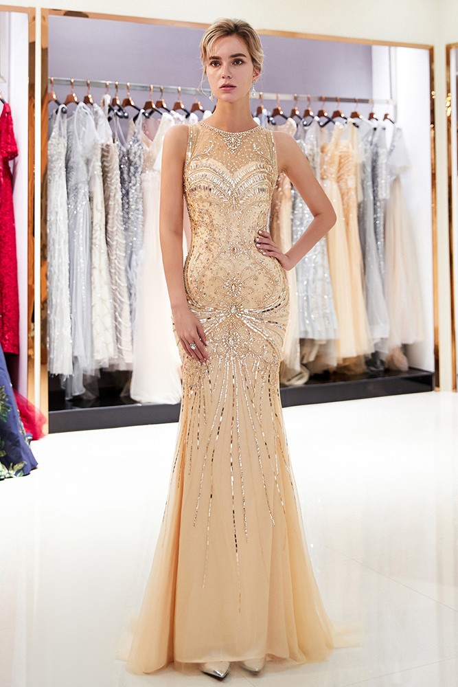 Beautiful Silver Sparkly Long Tight Beading Prom Dress #F010 - GemGrace.com