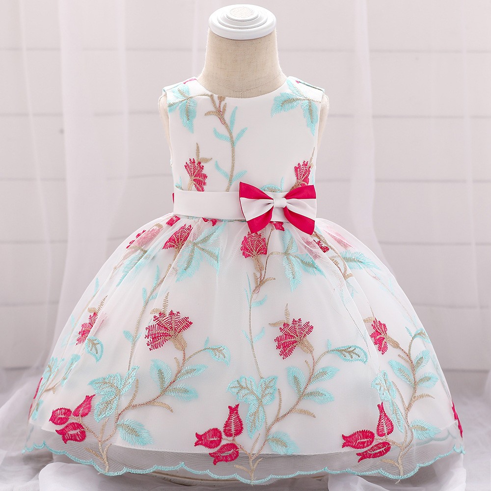 $23.49 Hot Pink Flowers Little Girl Formal Dress With Sash For Babies ...