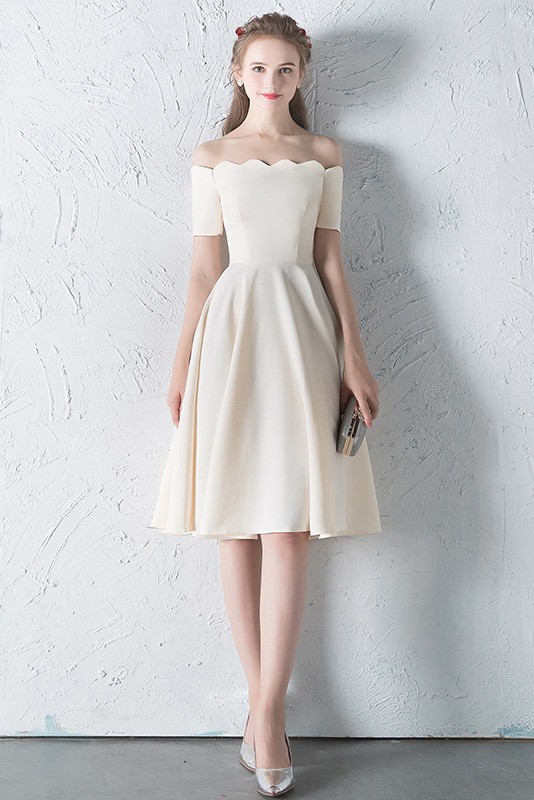 Simple Pretty Knee Length Homecoming Dress With Off Shoulder Sleeves # ...