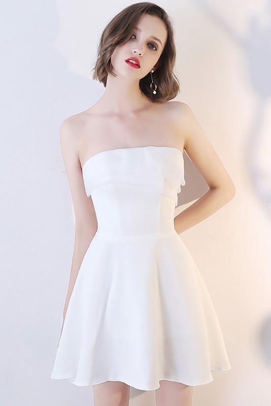 Little White Short Homecoming Graduation Dress Strapless #J1625 ...