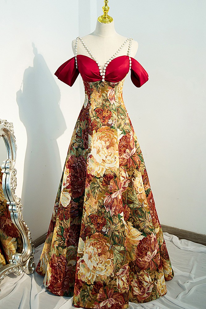 Special Beaded Straps Floral Pattern Aline Party Dress #MX17013 ...