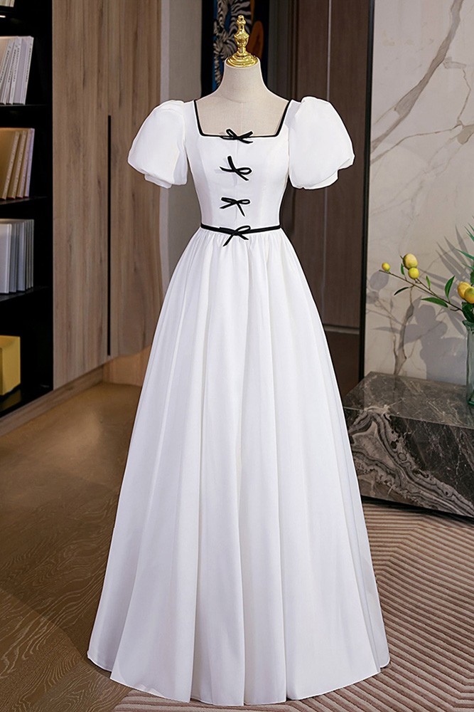 Retro Square Neckline White Formal Dress For Parties #MX17058 ...
