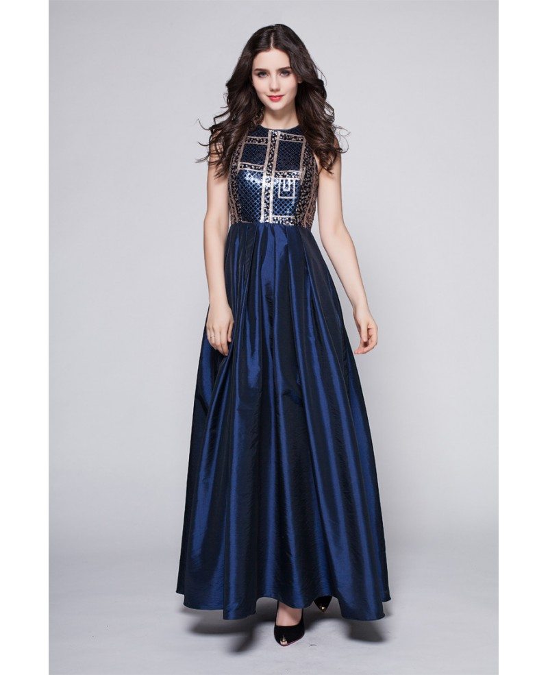 Elegant Taffeta Blue Exotic Sequined Long Formal Dress #CK356 $84.1 ...