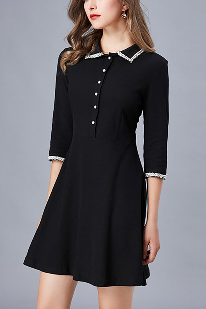 L-5XL Little Black Mini Dress For Office Ladies #ZTY126 - GemGrace.com