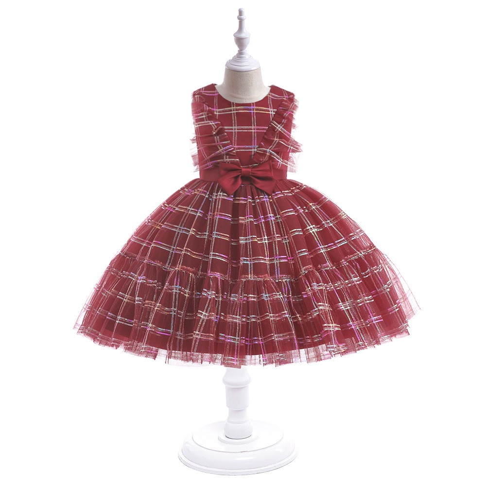 Toddler Girls Red Plaid Party Dress Sleeveless #MQ3643 - GemGrace.com