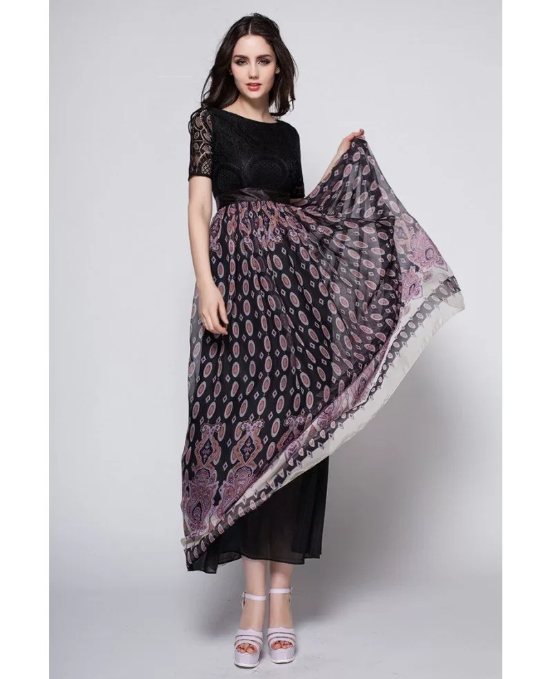 Lace Chiffon Exotic Pattern Short Sleeved Dress For A Wedding #CK388 ...