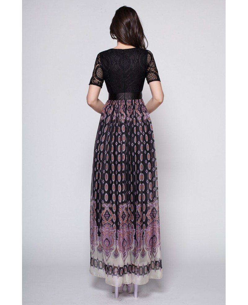 Lace Chiffon Exotic Pattern Short Sleeved Dress For A Wedding #CK388 ...