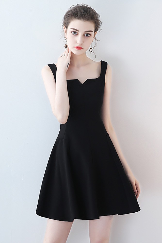 Little Black Mini Party Dress with Straps #HTX95046 - GemGrace.com