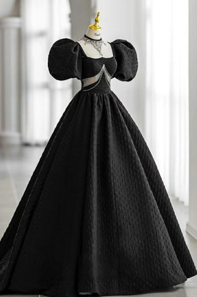 Unique Gothic Long Black Prom Dress with Beaded Cut Out #L78119 ...