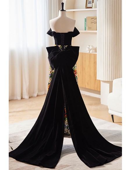 Unique Floral Patterns Formal Dress with Big Bow Long Train #MX18083 ...