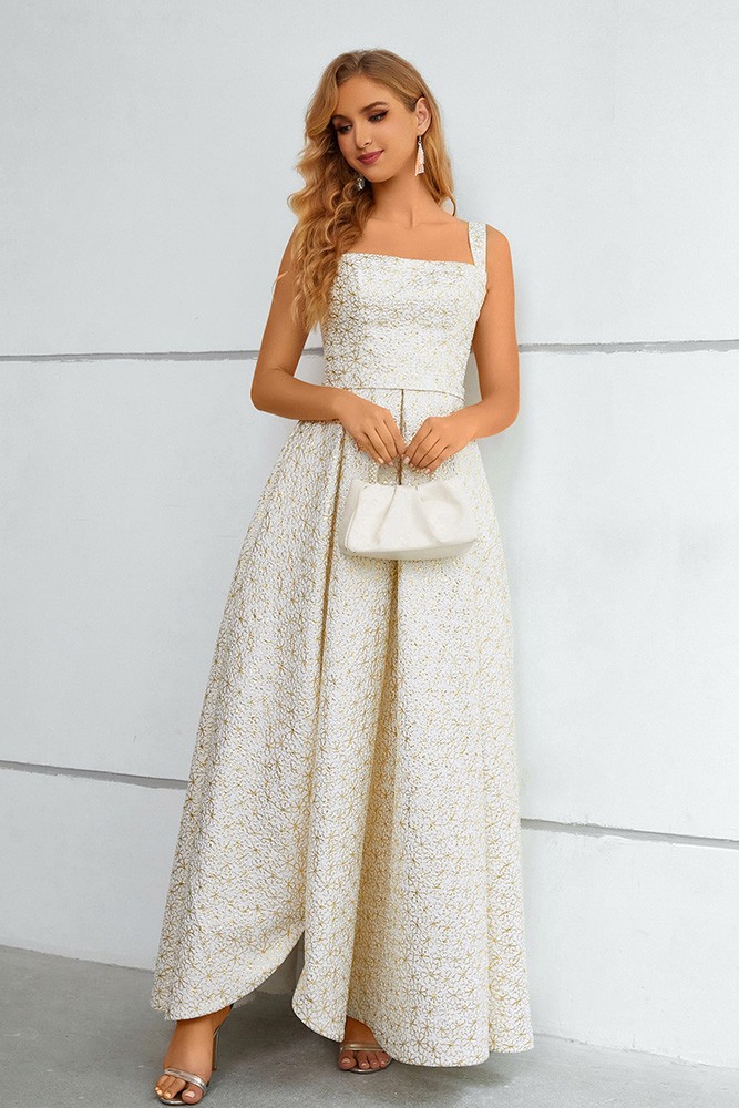 Chic Split Front Aline Prom Dress with Straps C5608 - GemGrace.com