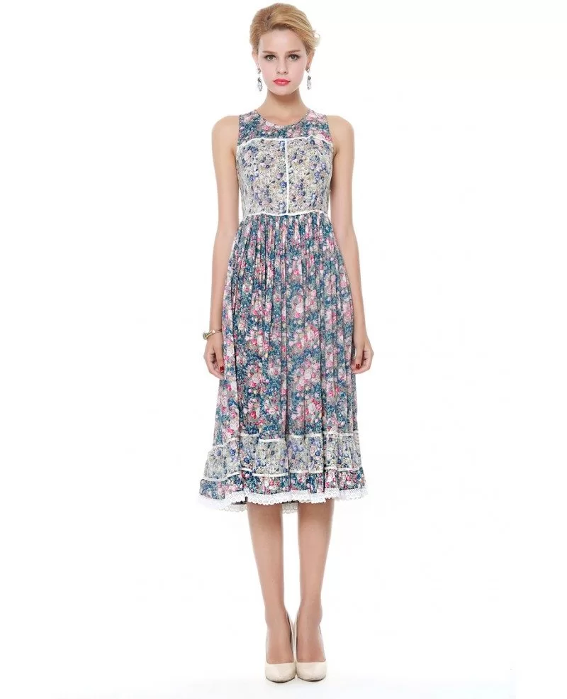 Unique Knee Length Flower Prints Summer Dress for a Wedding #DK271 $58. ...