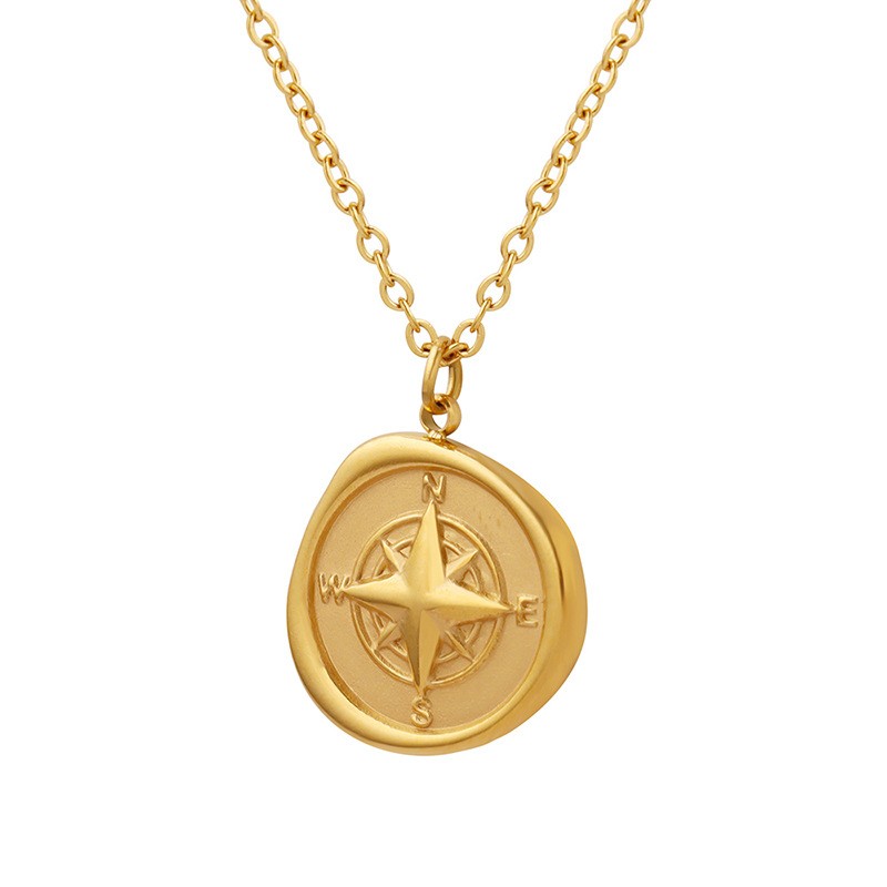 Compass Design Pendant Necklace #SL1067 - GemGrace.com