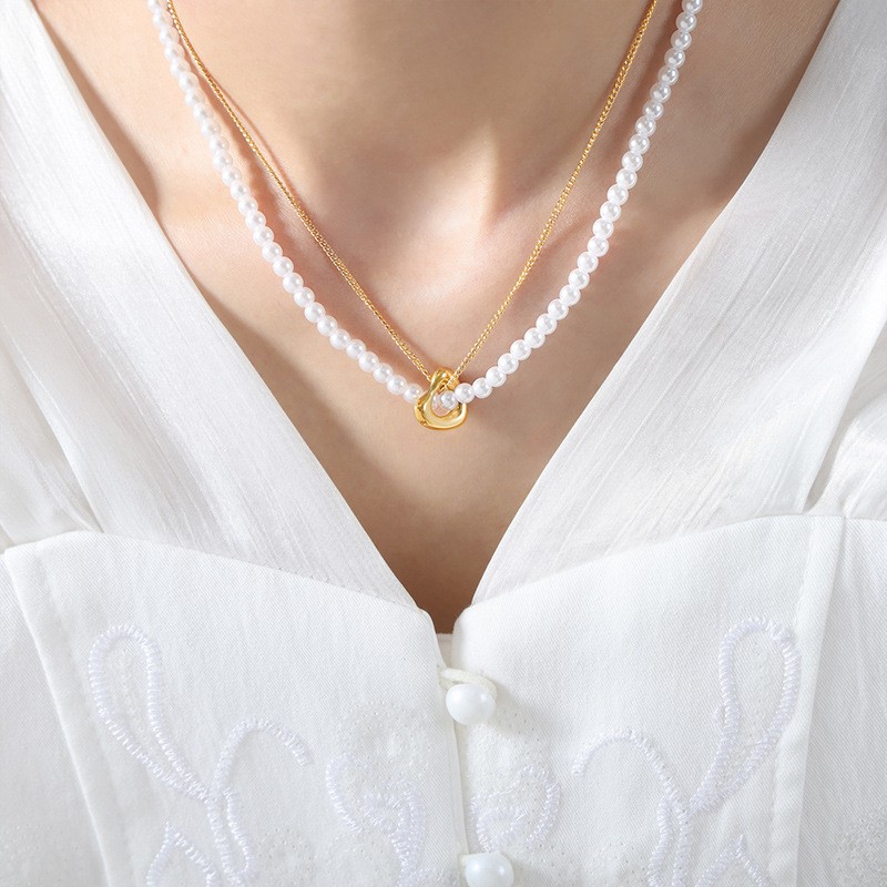 Highlight Imitation Pearl Handmade Beads Layered Necklace #SL1191 ...