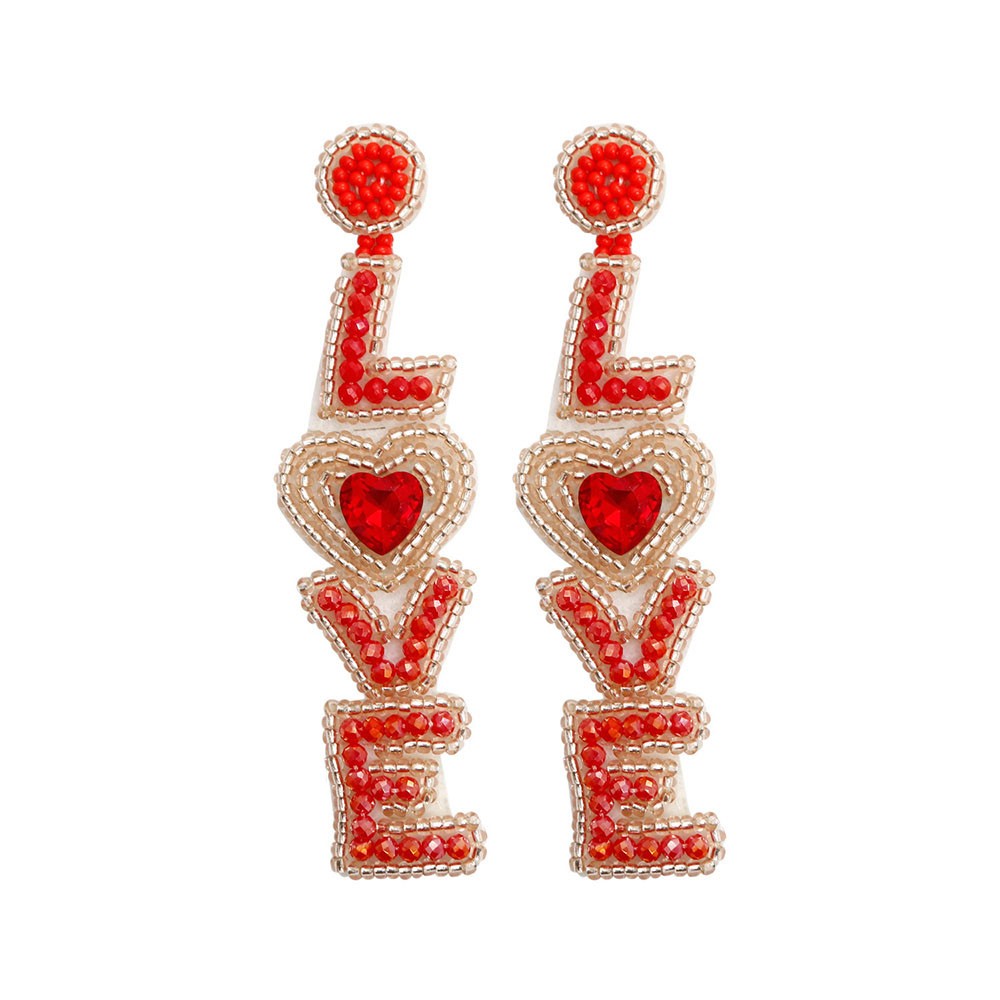 Hand-beaded Letters Love Bohemian Black Earrings For Valentine's Day # ...