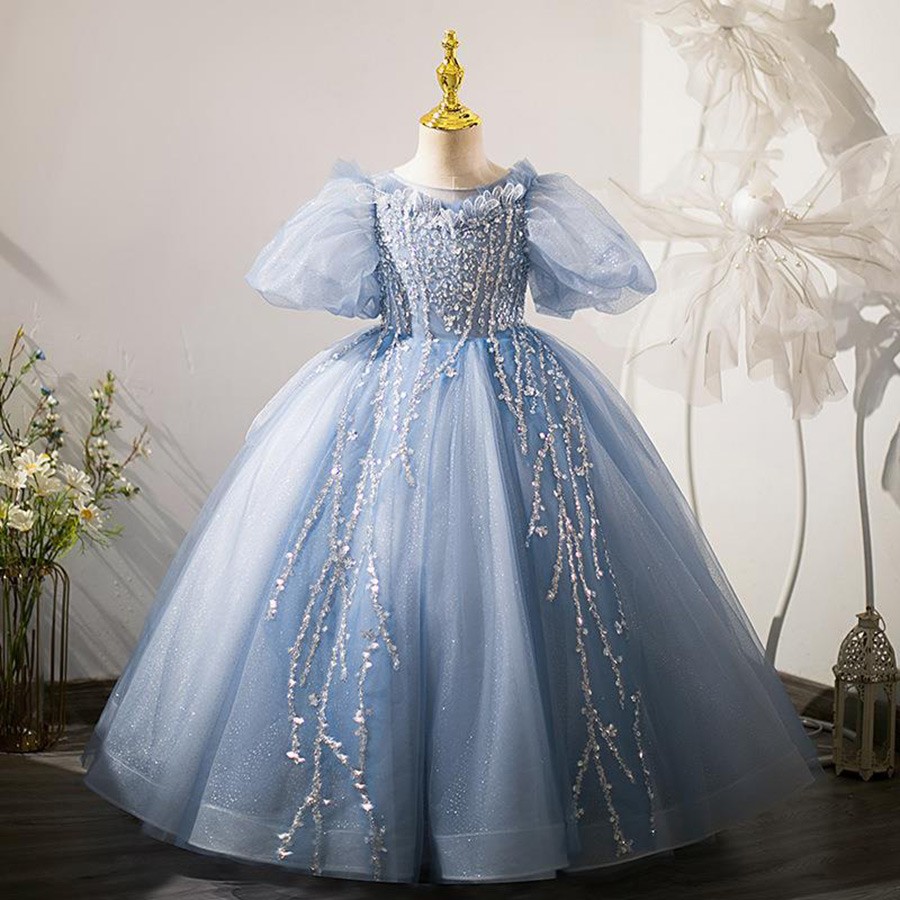 Princess Blue Ballgown Girls Prom Dress with Bling Sequins #TB4023 ...