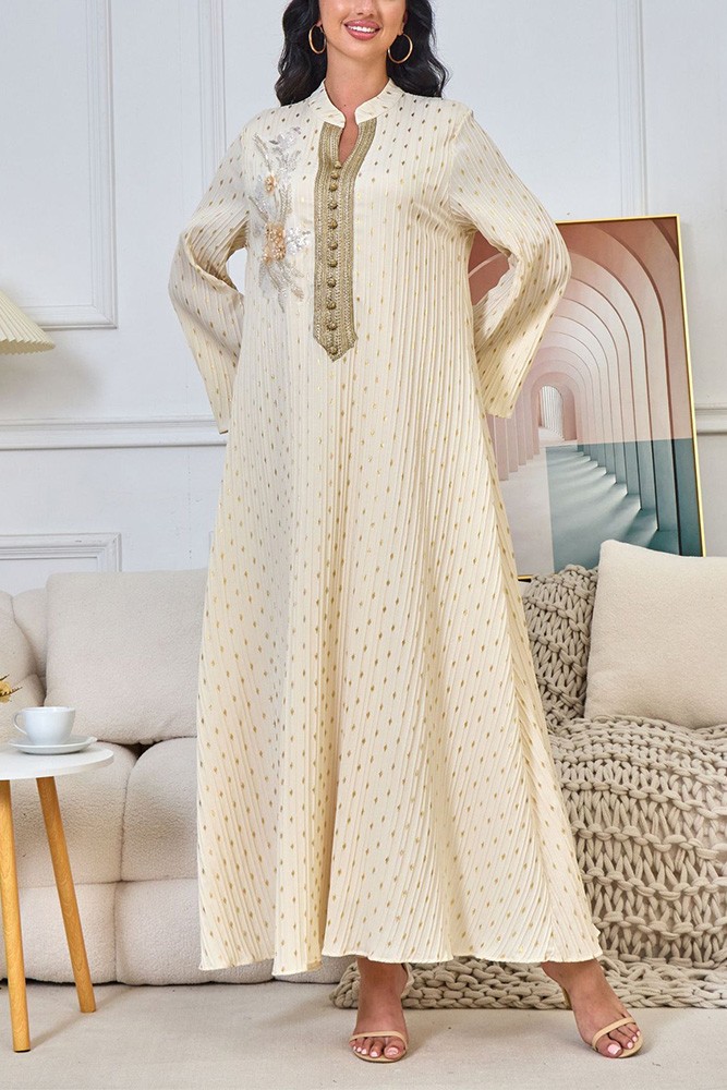 Bling Pattern Long Sleeved Muslim Abaya Dress For Women #GMT169 ...