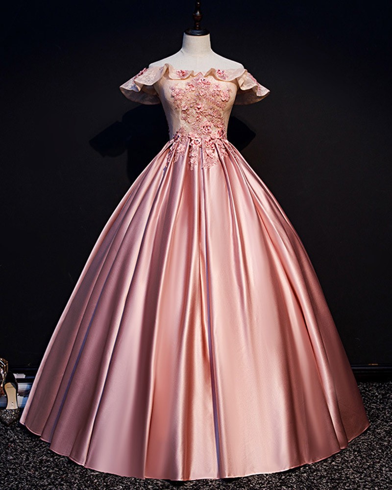 Long Pink Ballgown Princess Prom Dress With Appliques #WS7070 ...