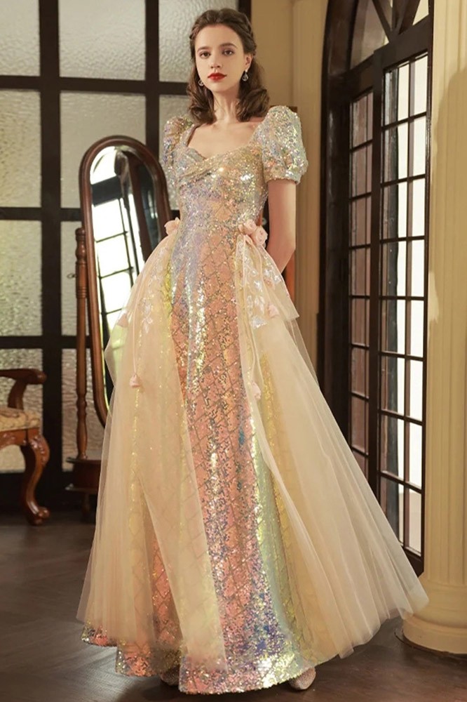 Sparkly Bling Party Prom Dress With Tulle #BY6024 - GemGrace.com